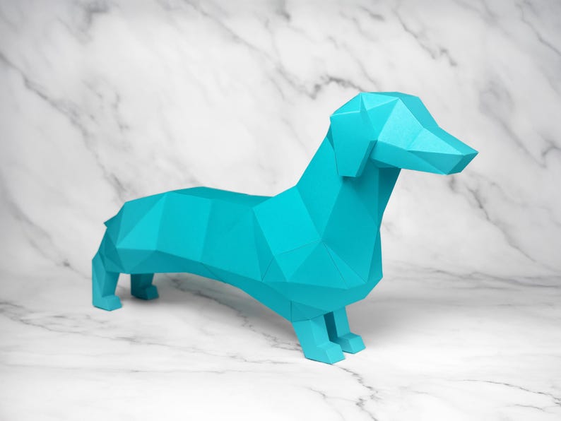 Dachshund Papercraft Template PDF SVG DXF | 3D Sausage Dog Model ...