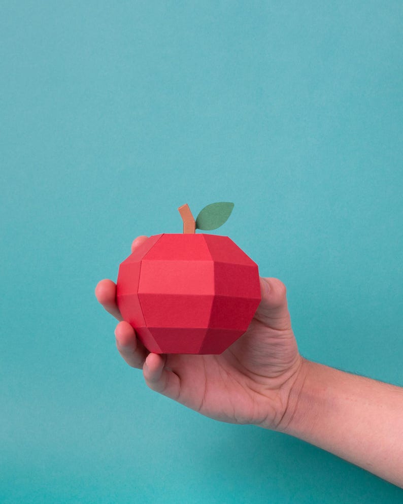 Apple Papercraft Template PDF SVG DXF | 3D Low-poly Fruit Model ...