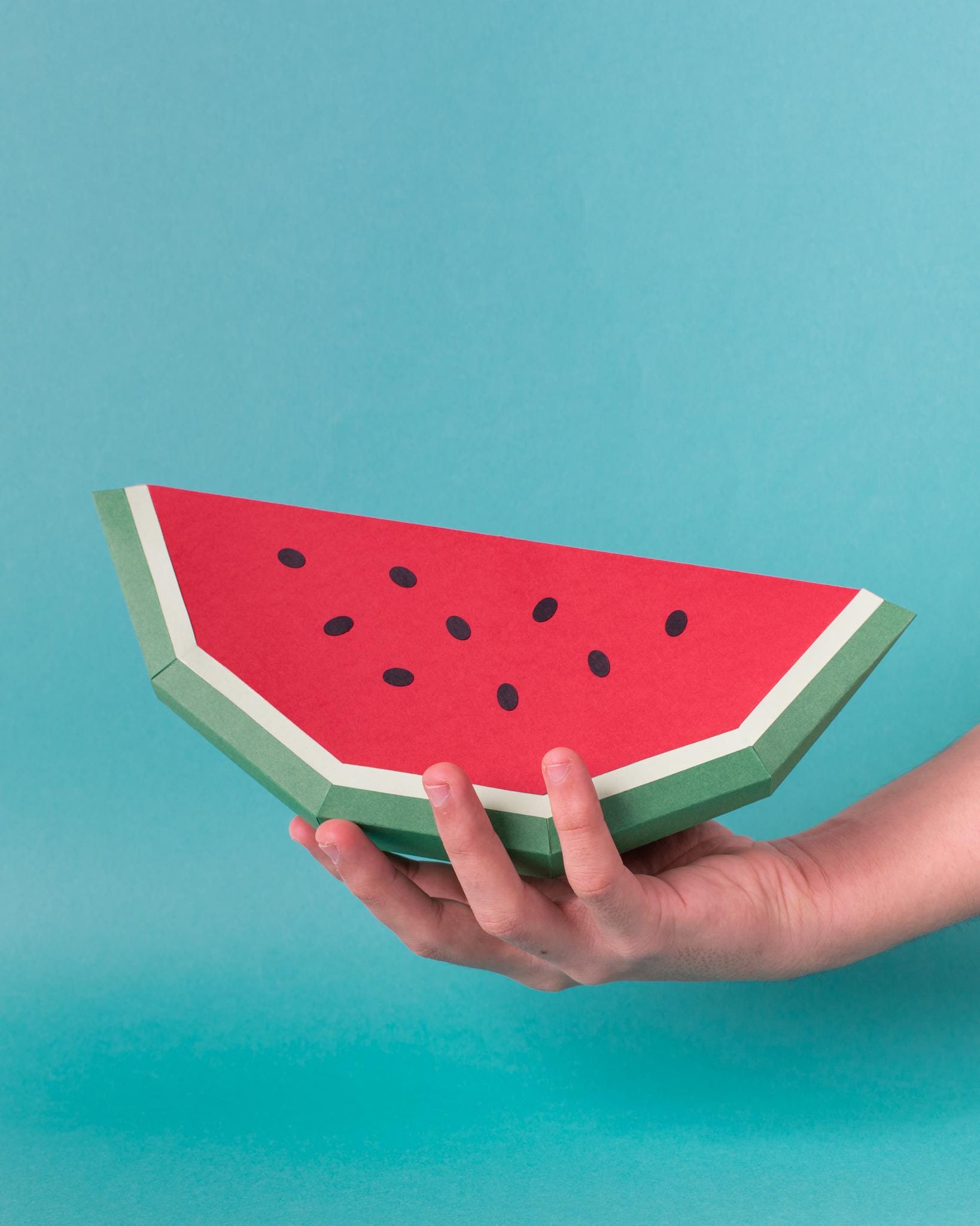 Watermelon Papercraft Template PDF SVG DXF | 3D Low-poly Fruit Model ...