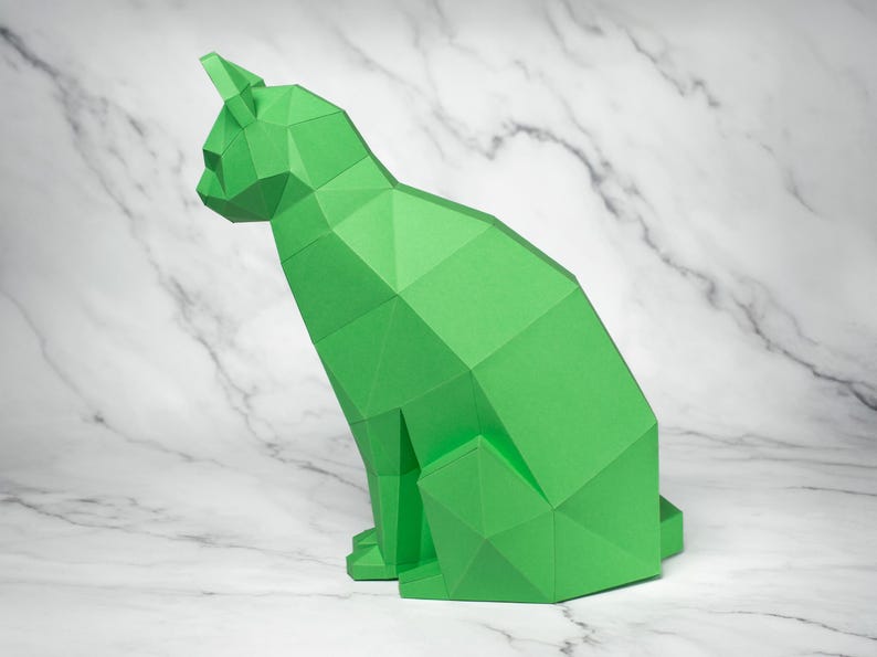 Cat Papercraft Template PDF | DIY Low-poly Animal Model | Printable 3D ...