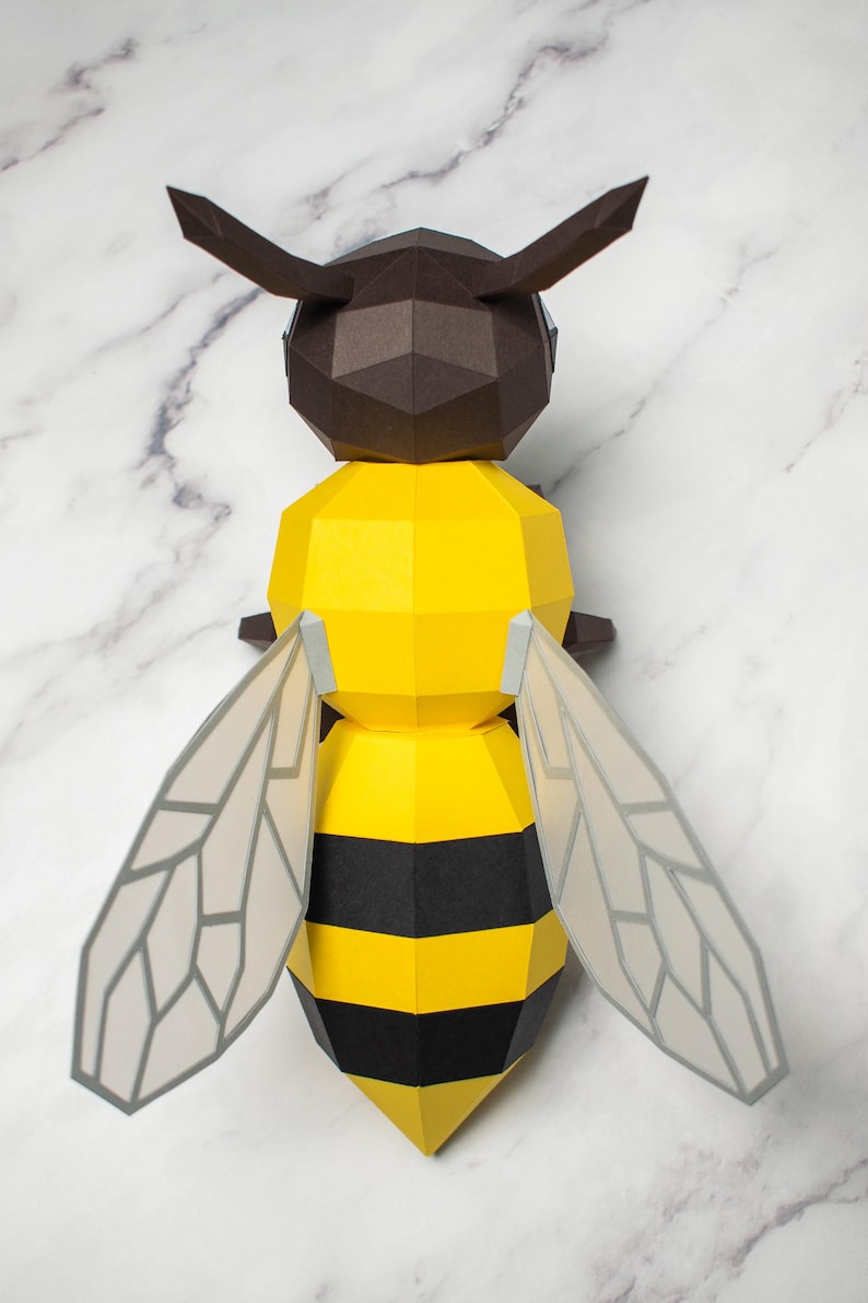 Bee Papercraft Template PDF SVG DXF | Low-poly Insect Model | Printable ...