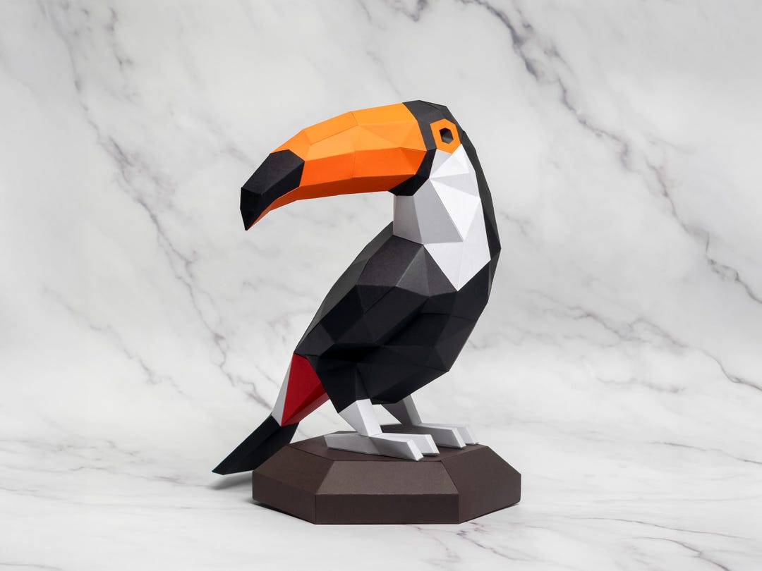Toucan Papercraft Template PDF SVG DXF | 3D Bird Sculpture | Low-poly ...