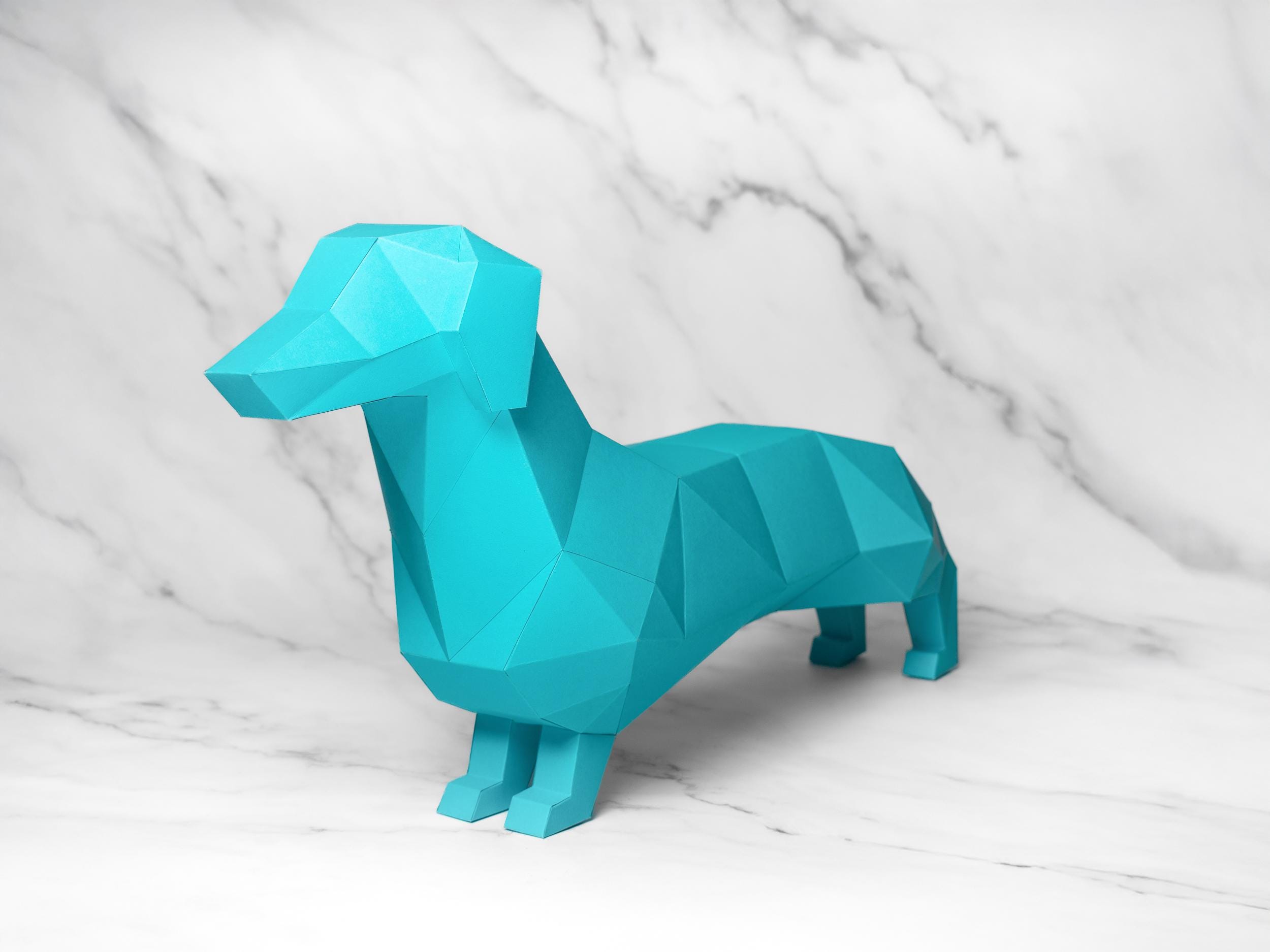 Dachshund Papercraft Template PDF SVG DXF | 3D Sausage Dog Model ...