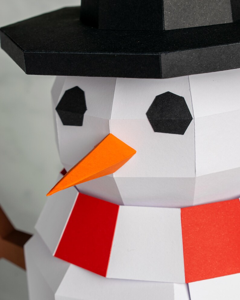 Snowman Papercraft Template PDF SVG DXF | 3D Low-poly Winter Decor ...