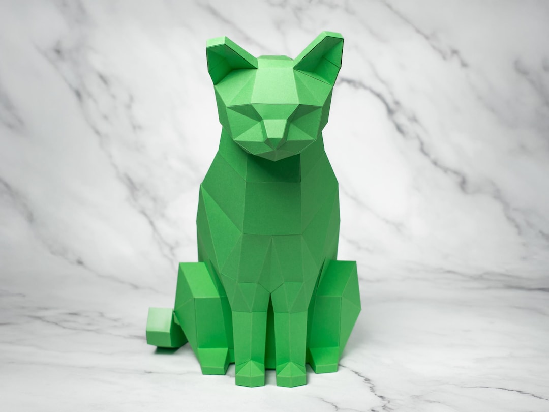 Cat Papercraft Template PDF | DIY Low-poly Animal Model | Printable 3D ...