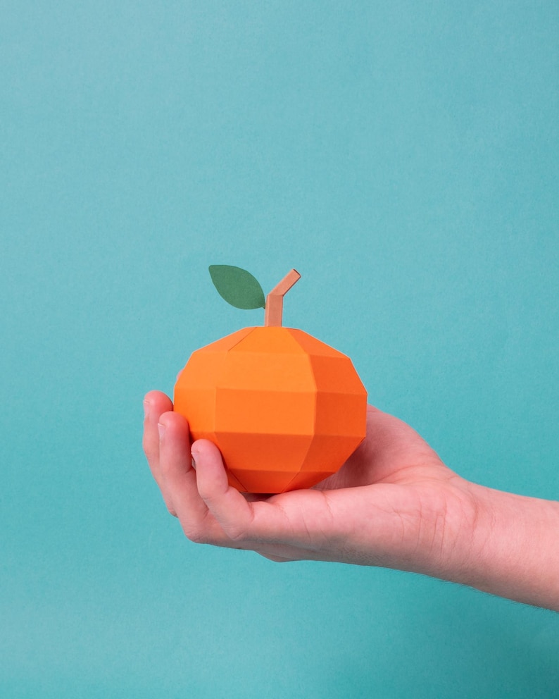 Orange Papercraft Template PDF SVG DXF | 3D Low-poly Fruit Model ...