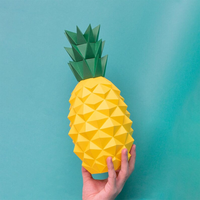 Pineapple Papercraft Template PDF SVG DXF | 3D Low-poly Fruit Model ...