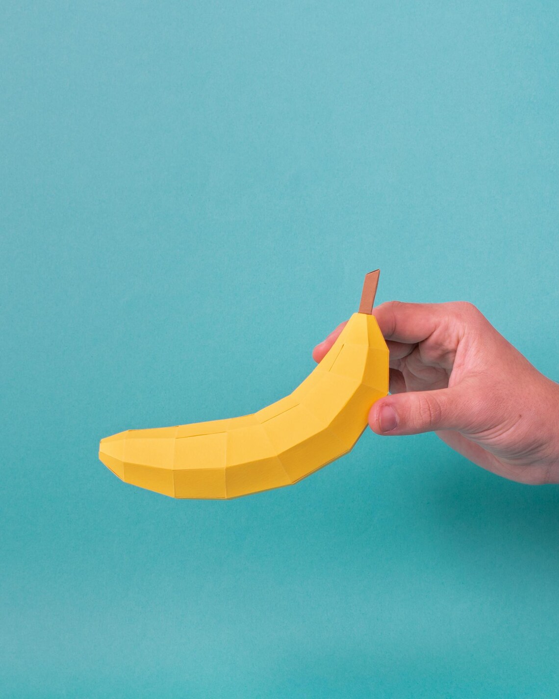 Banana Papercraft Template PDF SVG DXF | 3D Low-poly Fruit Model ...