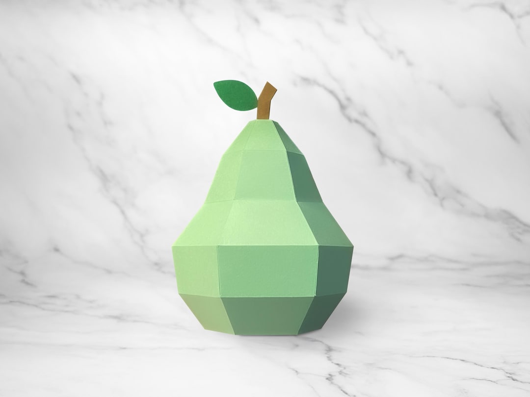Pear Papercraft Template PDF SVG DXF | 3D Low-poly Fruit Model ...