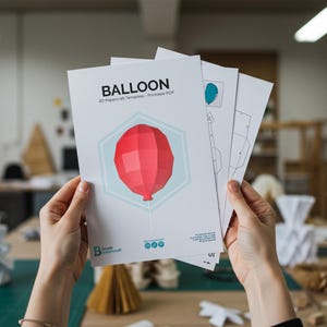 Balloon Papercraft Template PDF SVG DXF | 3D Low-poly Balloon for ...
