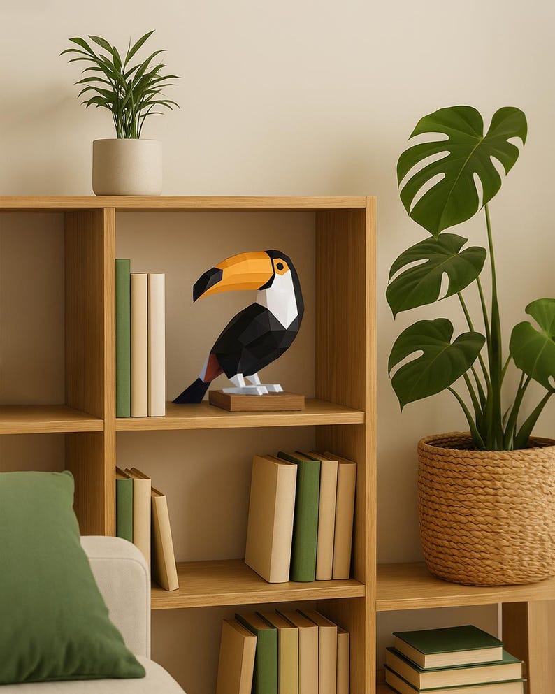 Toucan Papercraft Template PDF SVG DXF | 3D Bird Sculpture | Low-poly ...