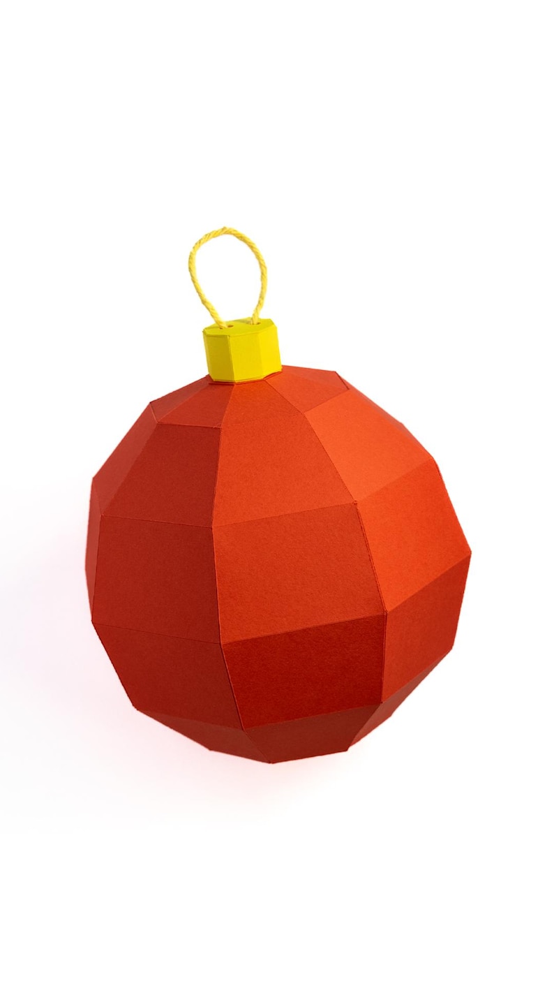 Christmas Ball Ornament Papercraft Pattern | 3D Low Poly Holiday ...
