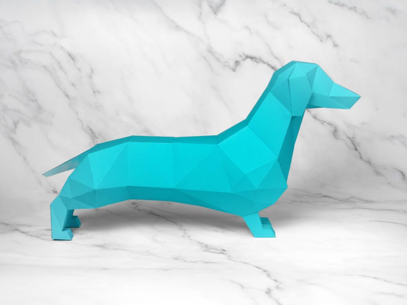 Dachshund Papercraft Template PDF SVG DXF | 3D Sausage Dog Model ...