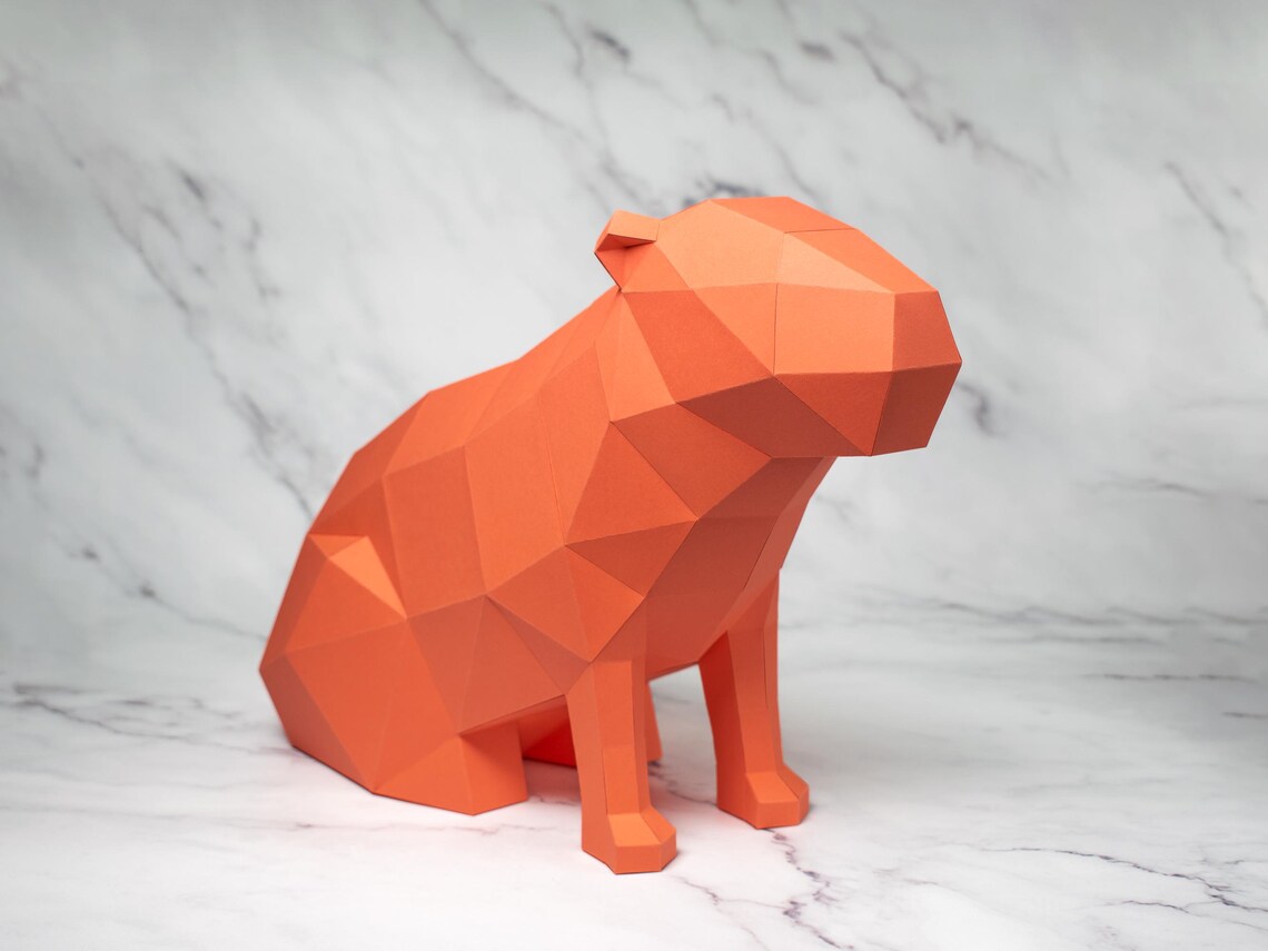 Capybara Papercraft Template PDF SVG DXF | 3D Low-poly Animal ...