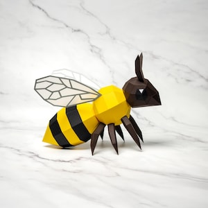 Bee Papercraft Template PDF SVG DXF | Low-poly Insect Model | Printable ...