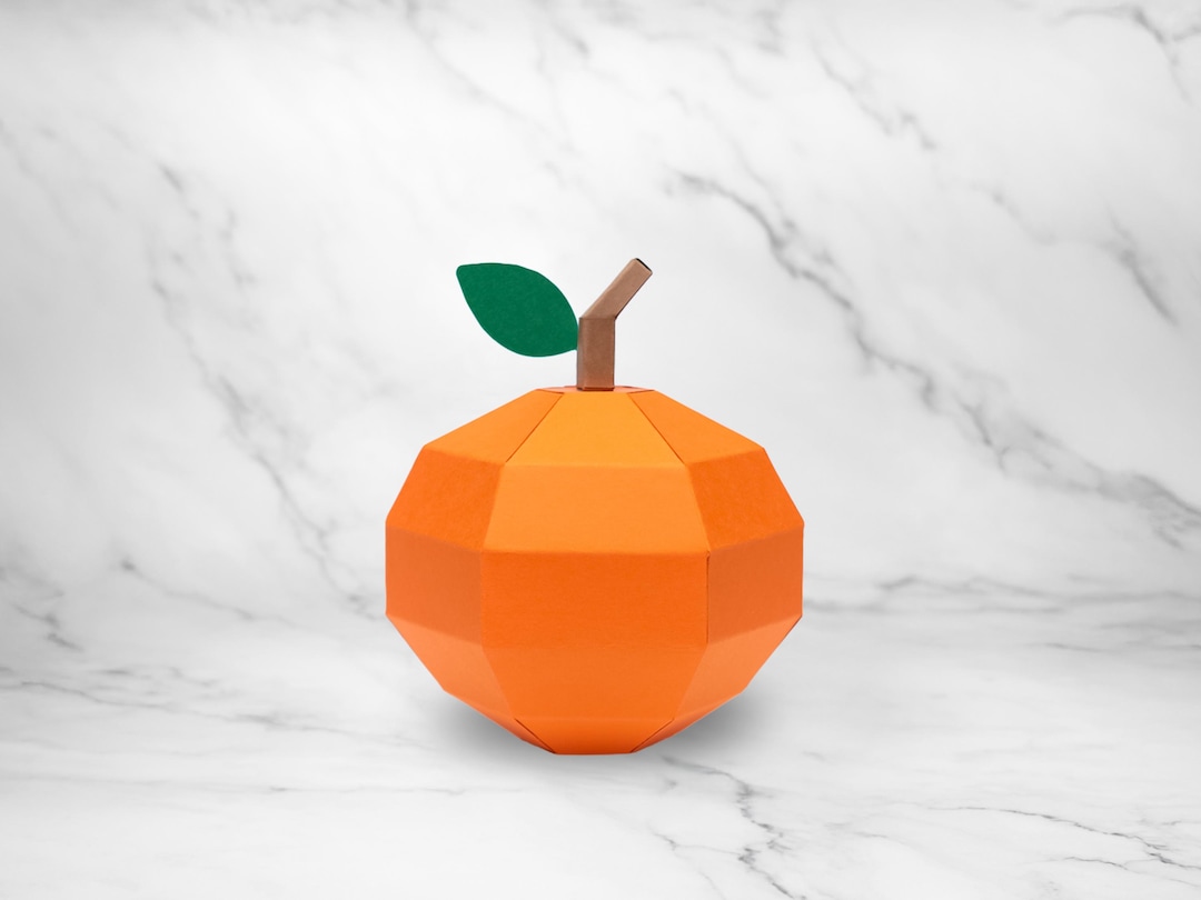 Orange Papercraft Template PDF SVG DXF | 3D Low-poly Fruit Model ...