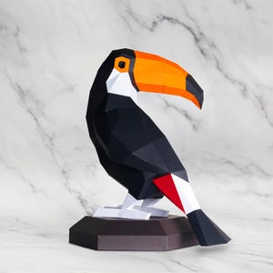 Toucan Papercraft Template PDF SVG DXF | 3D Bird Sculpture | Low-poly ...