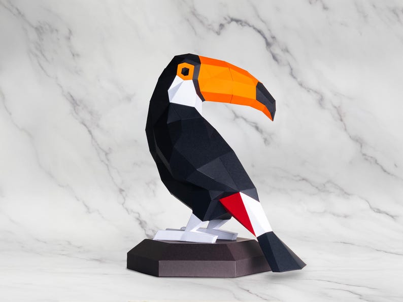 Toucan Papercraft Template PDF SVG DXF | 3D Bird Sculpture | Low-poly ...