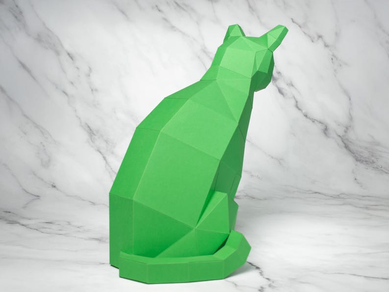 Cat Papercraft Template PDF | DIY Low-poly Animal Model | Printable 3D ...