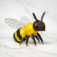 Bee Papercraft Template PDF SVG DXF | Low-poly Insect Model | Printable ...