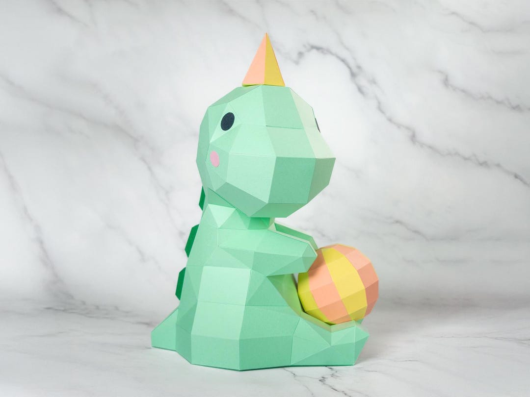 Baby Dinosaur Papercraft Template PDF | DIY 3D Low-poly Model ...
