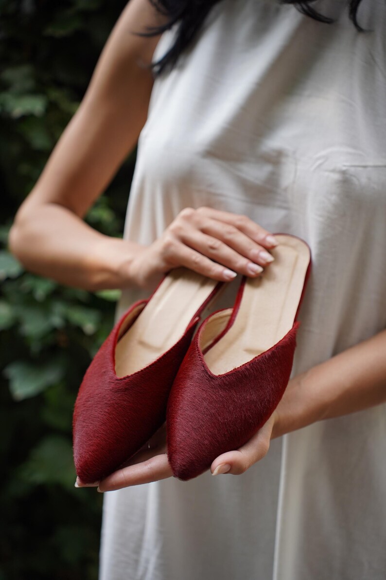 Red Fur-textured Mules - Chic & Elegant Statement Shoes - Etsy