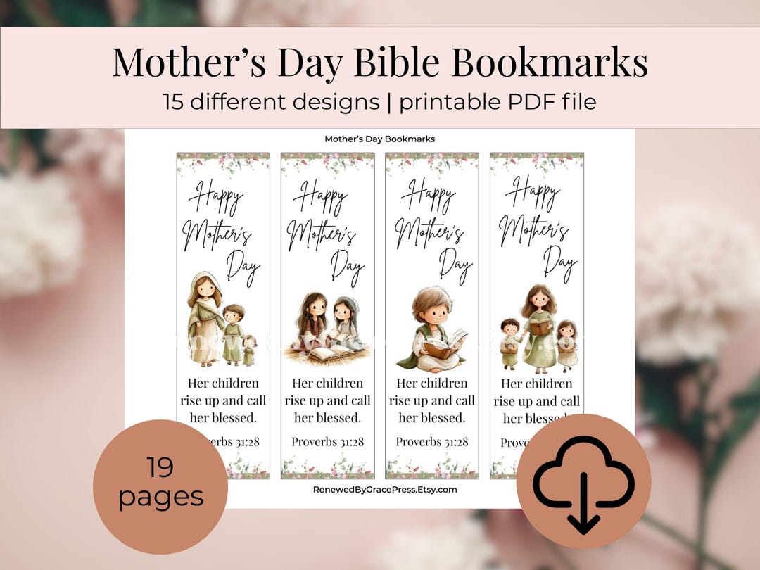 Mothers Day Bible Bookmarks, Printable Bible Verse Bookmarks for Moms ...