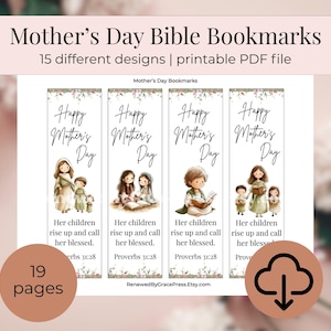 Mothers Day Bible Bookmarks, Printable Bible Verse Bookmarks for Moms ...