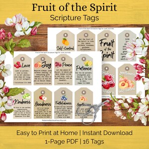 Fruit of the Spirit Scripture Tags for Junk Journals Printable ...