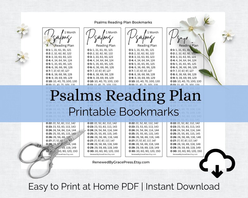 Psalms Bible Reading Plan Bookmark, One Month Bible Reading Plan - Etsy