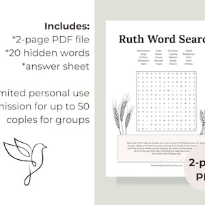 Ruth Bible Word Search Puzzle Printable Game From the Book of Ruth ...