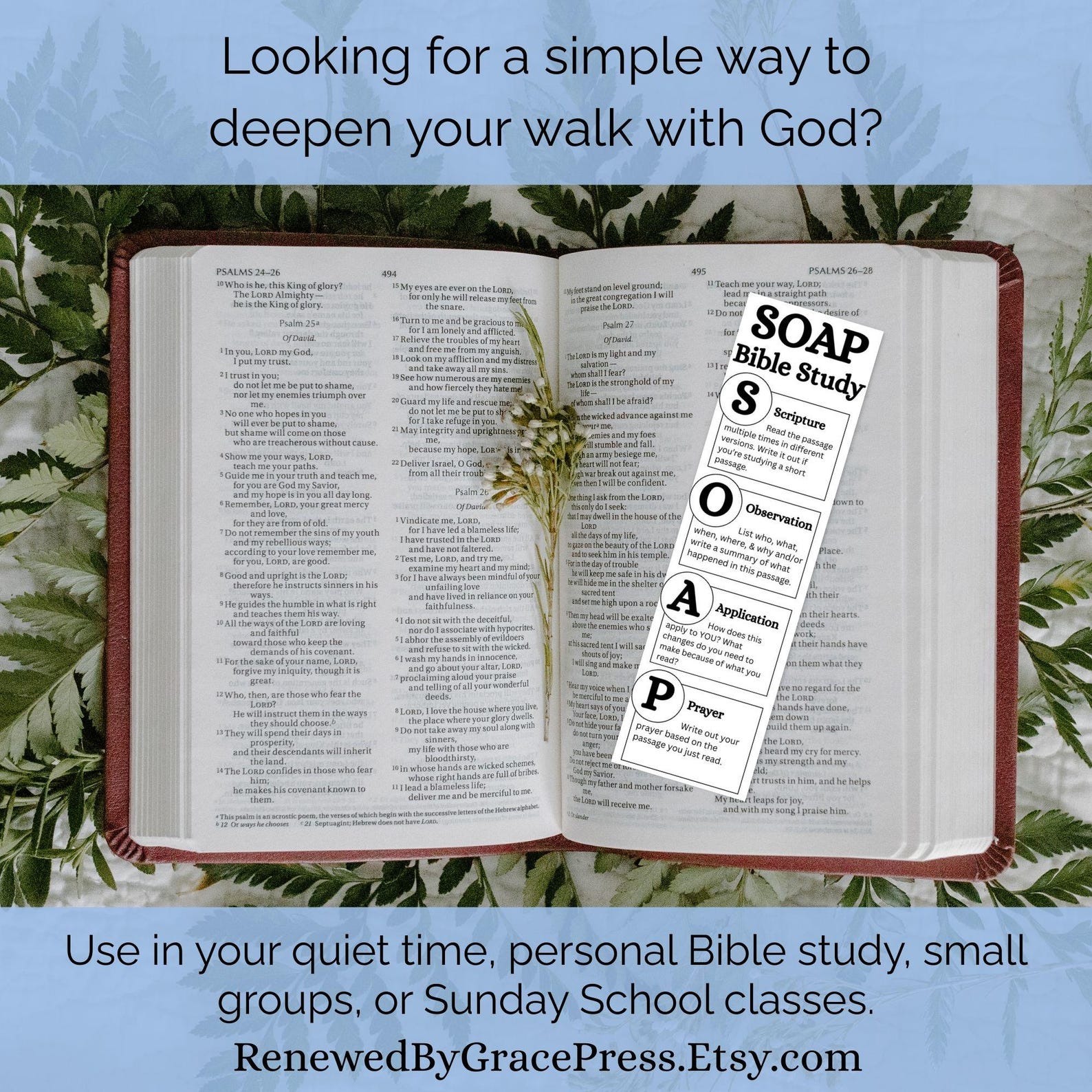 SOAP Bible Study Bookmarks, SOAP Bible Study Method Bookmarks Printable ...