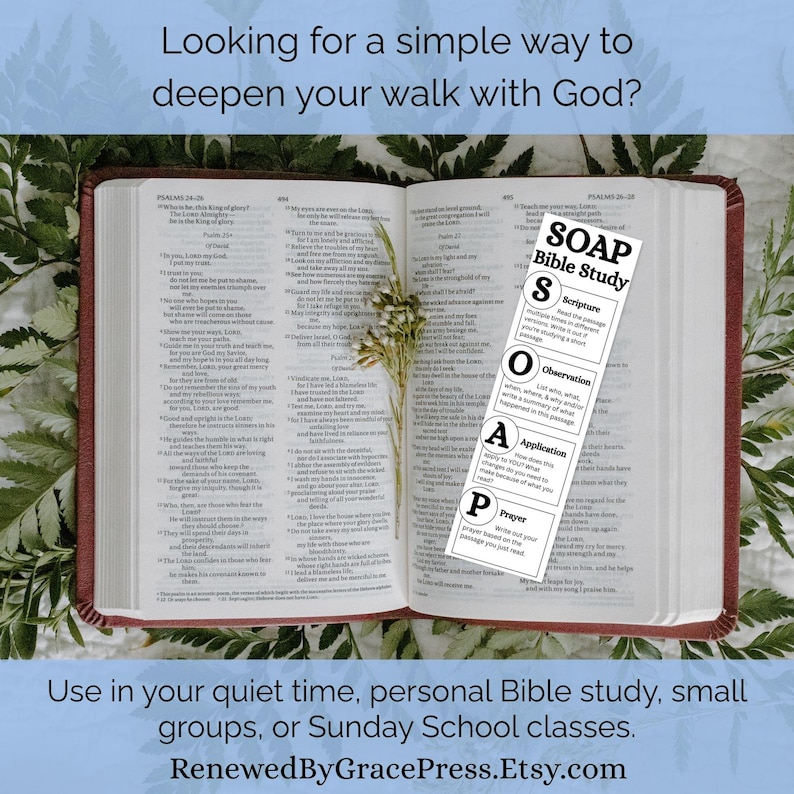 SOAP Bible Study Bookmarks, SOAP Bible Study Method Bookmarks Printable ...