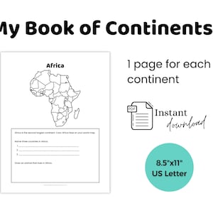 Continents Workbook for Kids Printable Geography Worksheets Homeschool ...