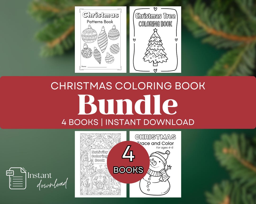 Christmas Coloring Book Bundle | 4 Books: Nativity, Trees, Patterns ...