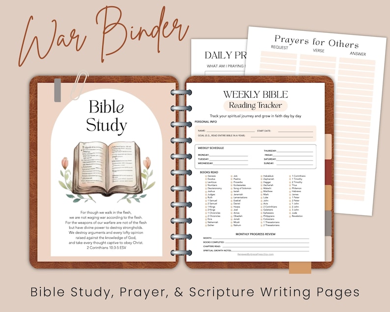 War Binder Starter Kit | Bible Study Planner Prayer Journal PDF ...