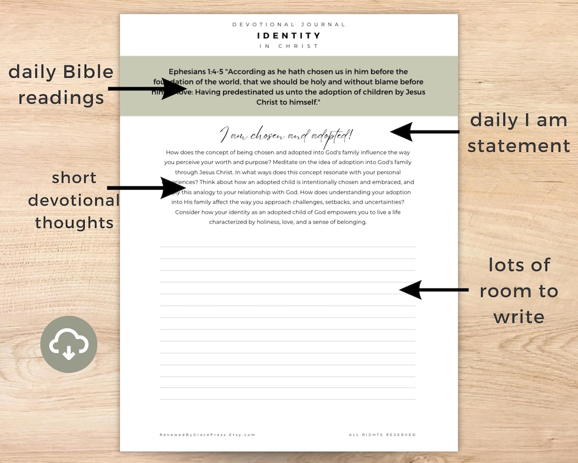 Identity in Christ Journal Printable • Christian Devotional • Spiritual ...