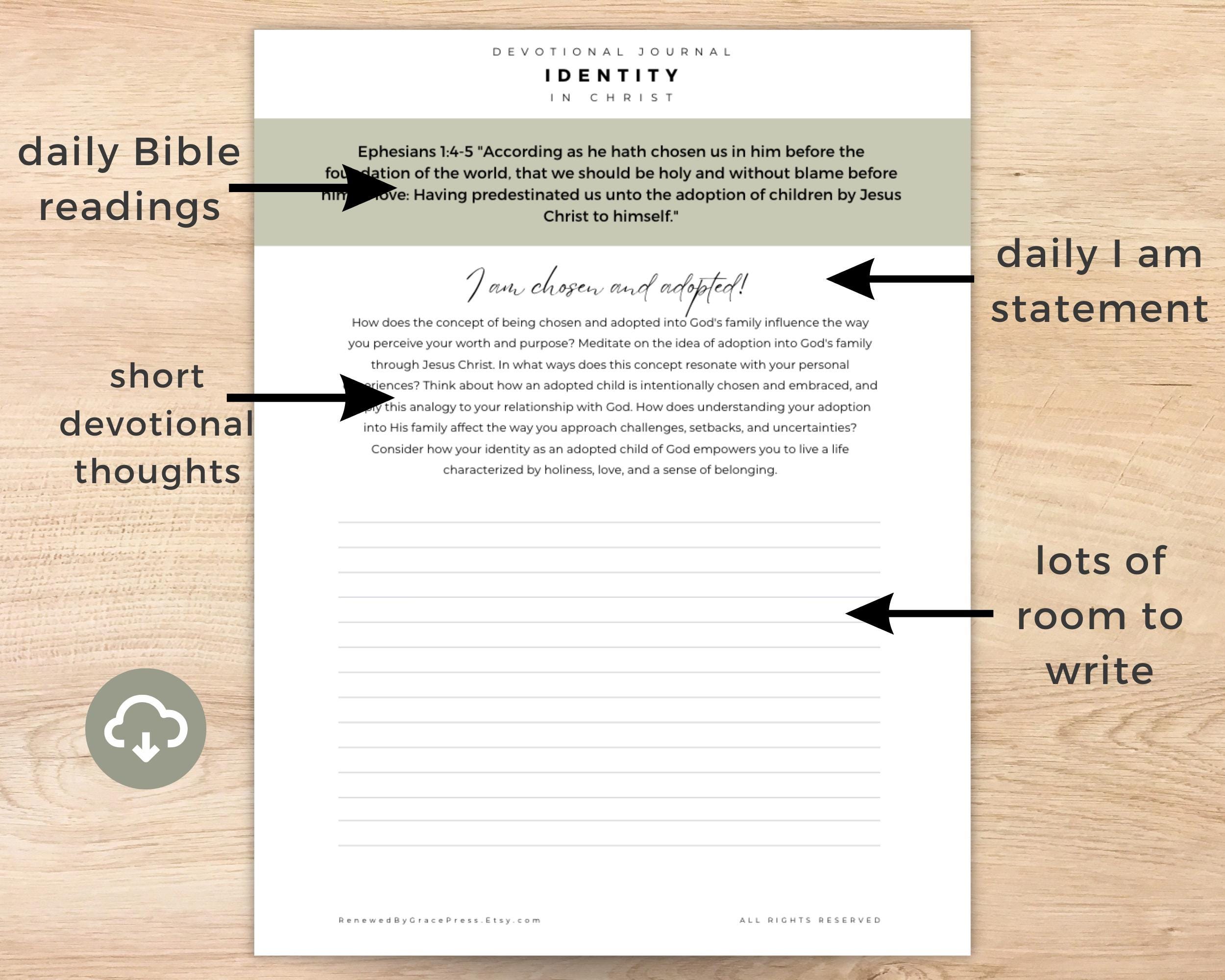 Identity in Christ Journal Printable • Christian Devotional • Spiritual ...