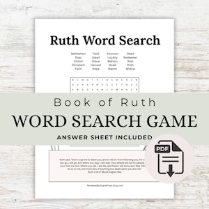 Ruth Bible Word Search Puzzle Printable Game From the Book of Ruth ...