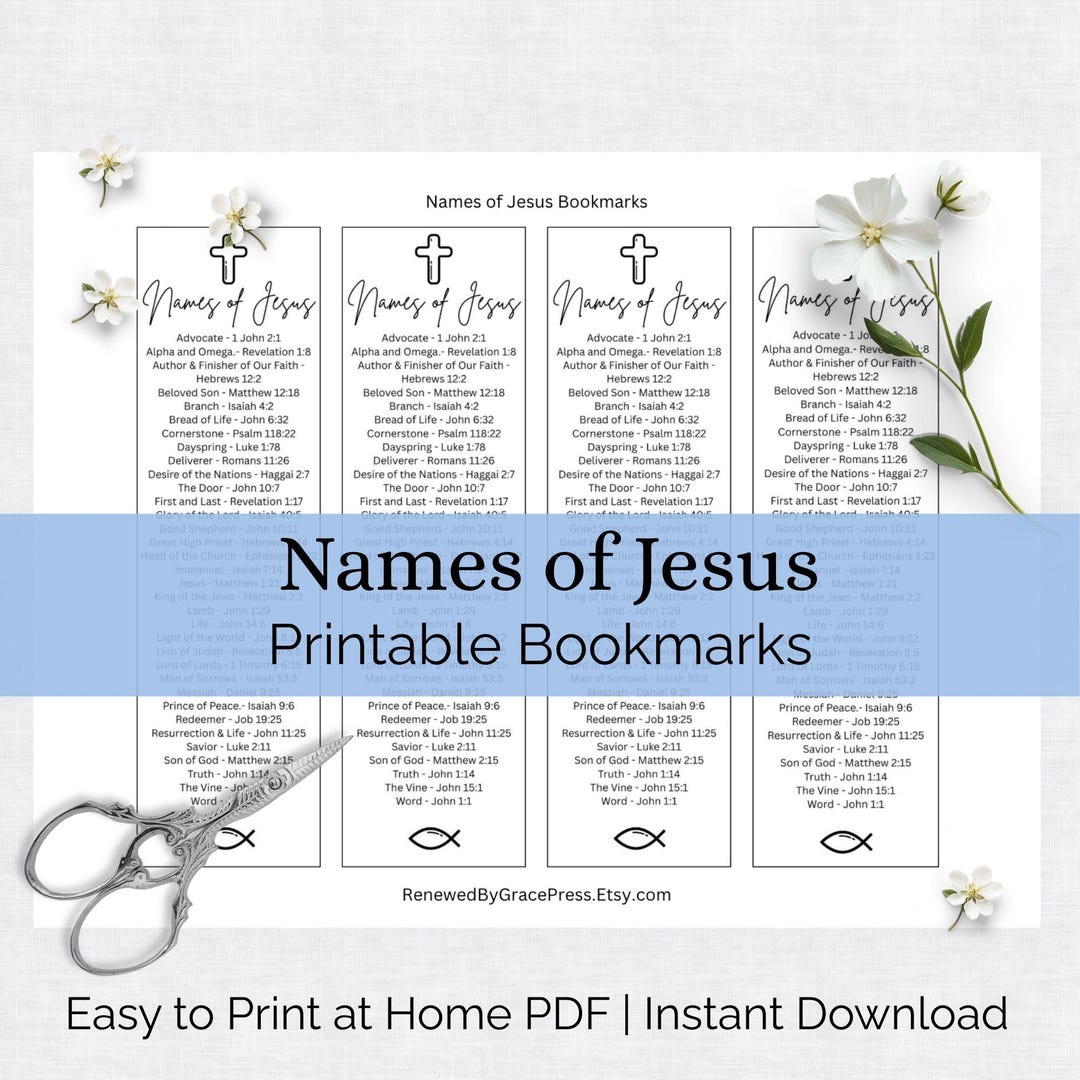 Names of Jesus Bookmark Christian Bookmark for Women's Bible Study or ...