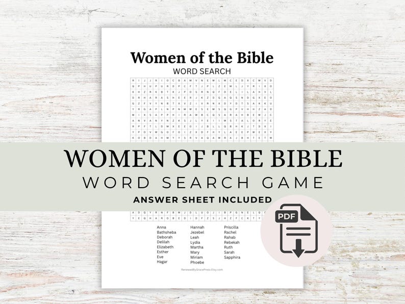 Women in the Bible Word Search Printable Christian Puzzle Fun Activity ...