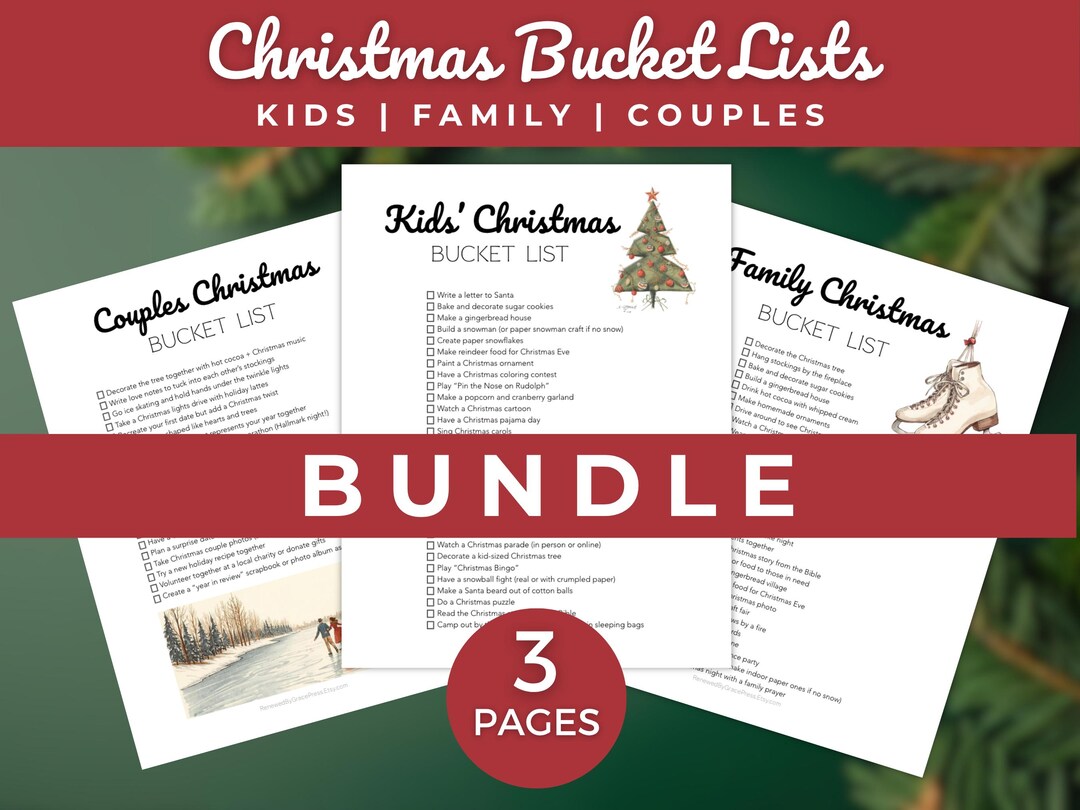 Christmas Bucket List BUNDLE | 3 Printable Lists for Fun Holiday ...
