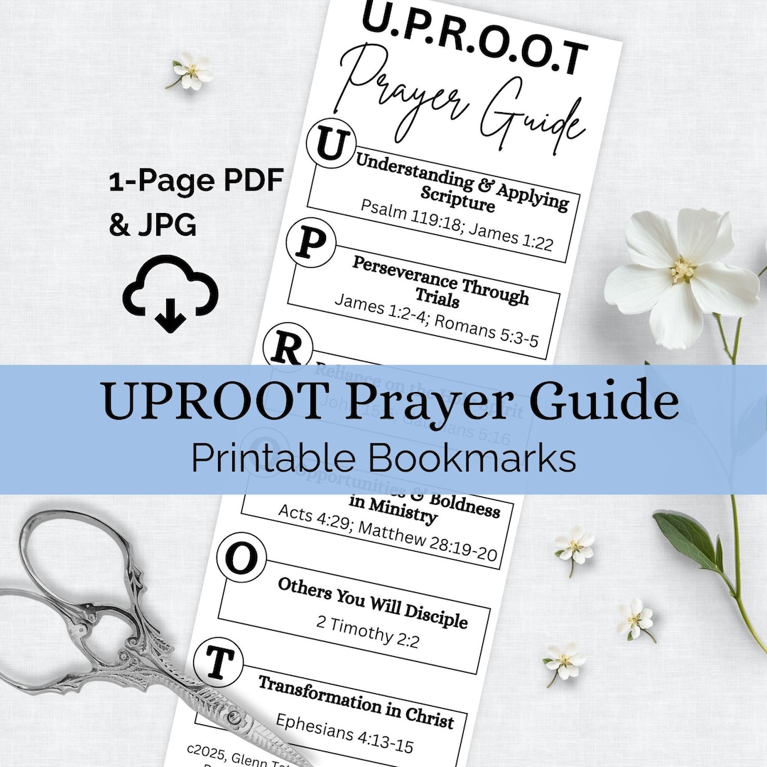 UPROOT Prayer Guide Bookmarks Printable Christian Prayer Guide Bible Study Resource Prayer ...