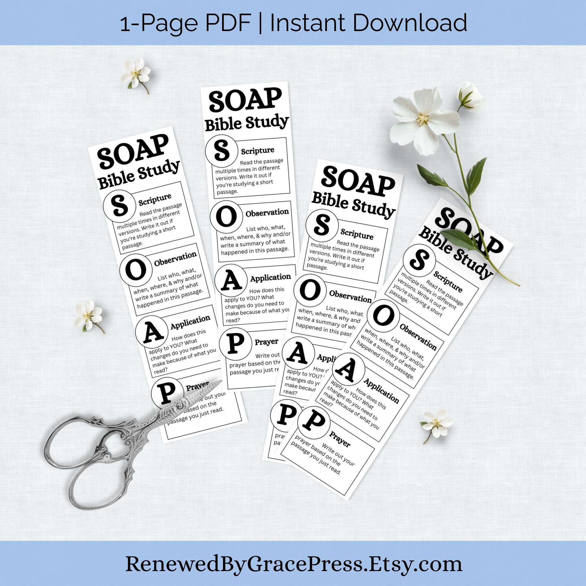 SOAP Bible Study Bookmarks, SOAP Bible Study Method Bookmarks Printable ...