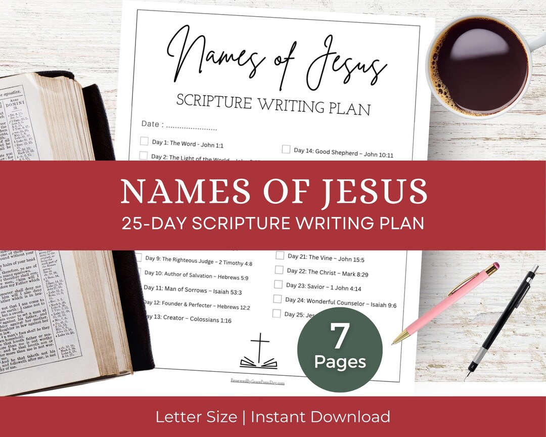 Names of Jesus Scripture Writing Plan | Christmas Advent Bible Verses ...