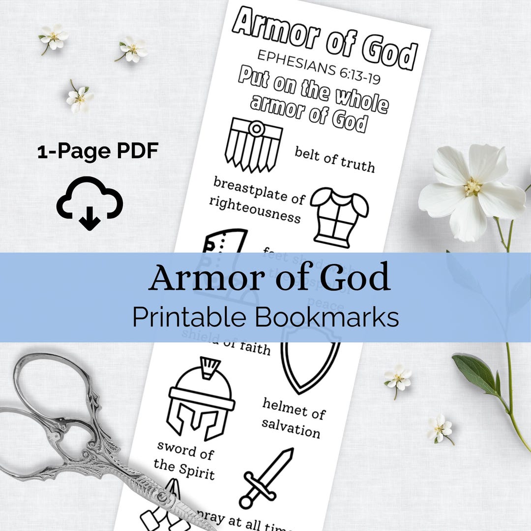Armor of God Bookmark Printable PDF Christian Bible Bookmark ...