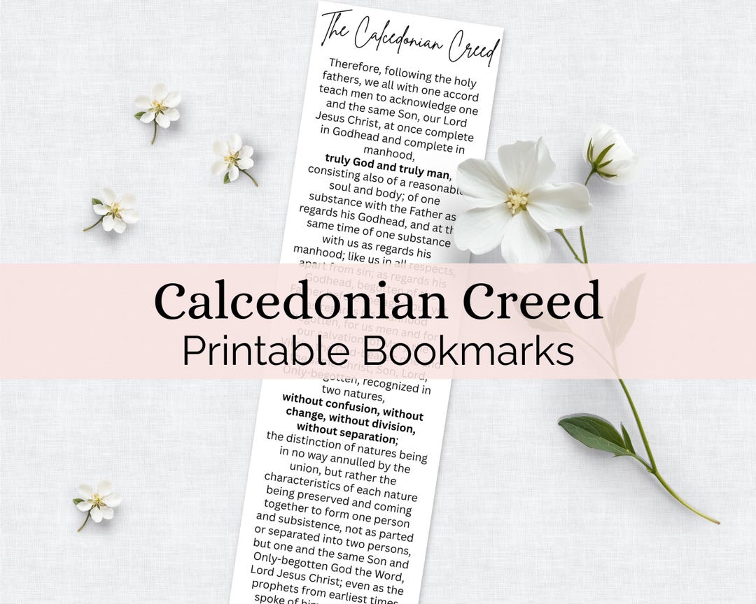 Calcedonian Creed Bookmark, Minimalist Black and White Christian ...