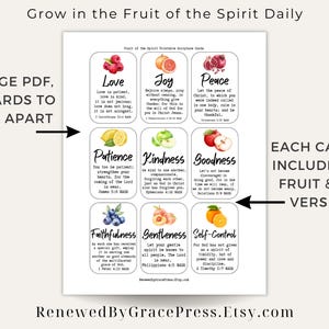 Fruit of the Spirit Printable Scripture Cards Bible Verse Cards for ...
