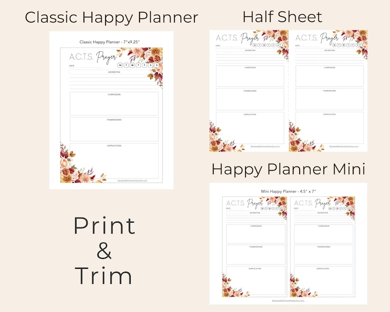 ACTS Prayer Worksheet Printable, Prayer Journal Page, Bible Study ...