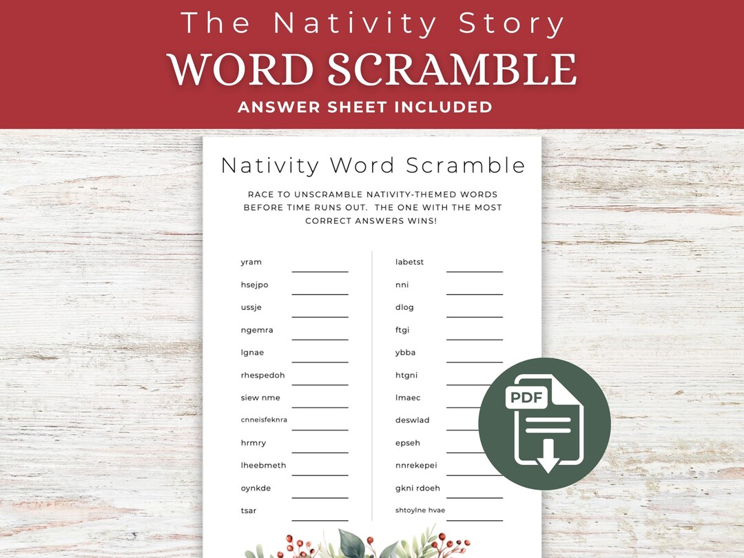 Printable Christmas Game | Nativity Word Scramble Puzzle - Etsy UK